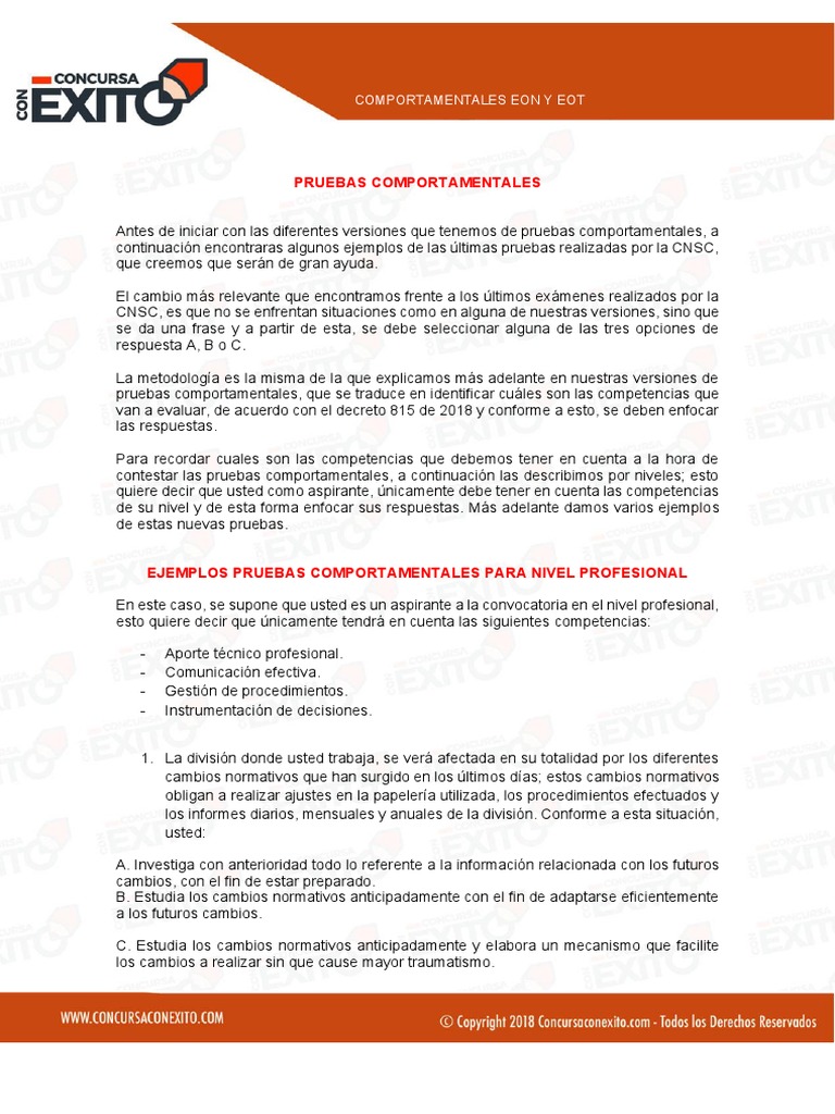 Pruebas Comportamentales Eon y Eot | PDF | Creatividad | Corrupción política