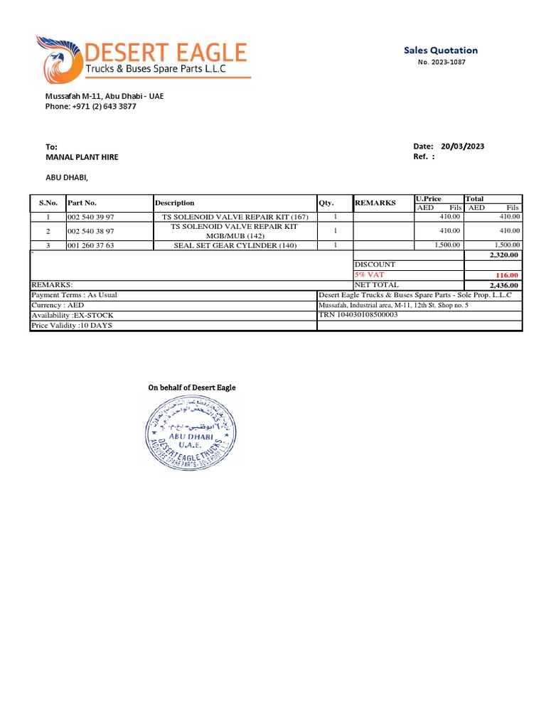 Mussafah M-11, Abu Dhabi - UAE Phone: +971 (2) 643 3877: To: Manal ...