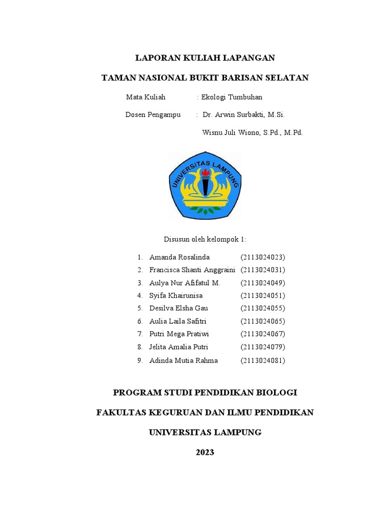 Laporan Pengamatan Pada Taman Nasional Bukit Barisan | PDF