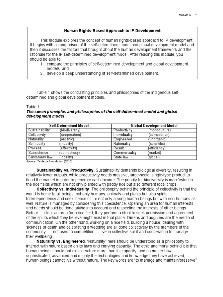 Module 6 Human Rights Based Approach To Ip Development Pdf Human