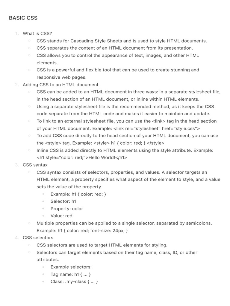 Basic Css Pdf Html Html Element