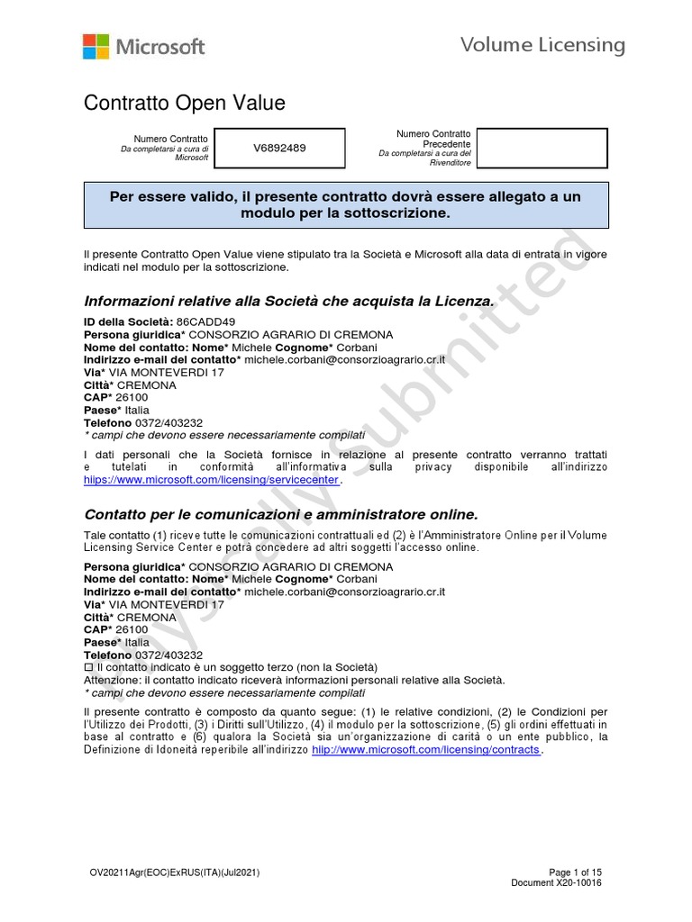 Novatzky 1937784095 Open Value Agreement Consorzio Agrario Cremona ...