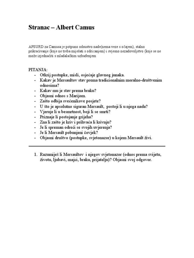 Stranac - Albert Camus | PDF