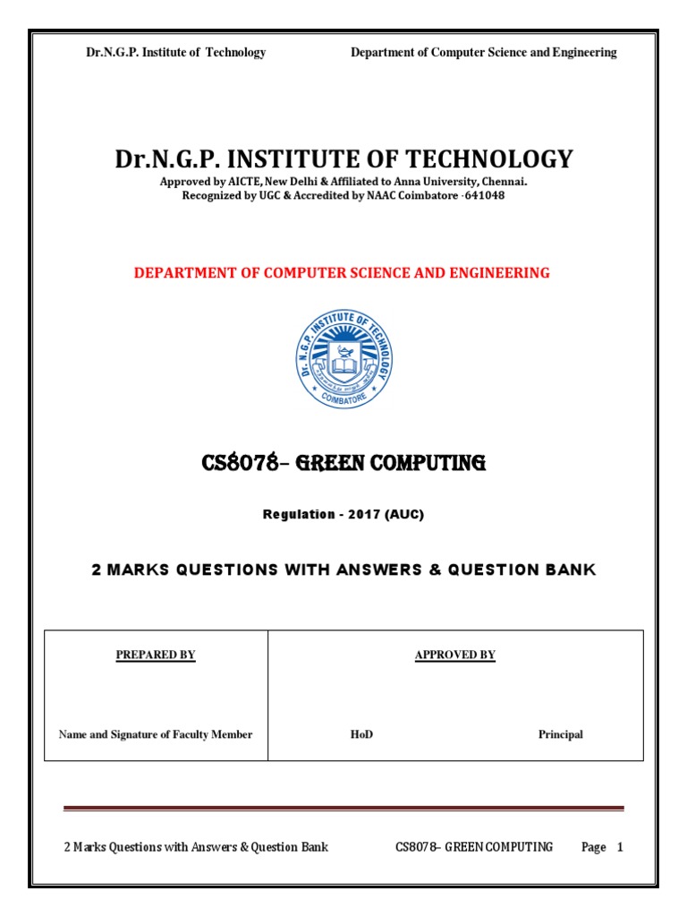 2 Marks and 16 Marks - Green Computing | PDF | Carbon Footprint ...