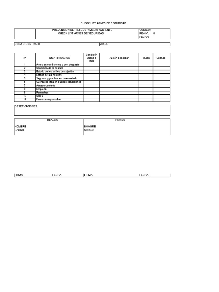 Check List Arnes | PDF Check List Arnes | PDF