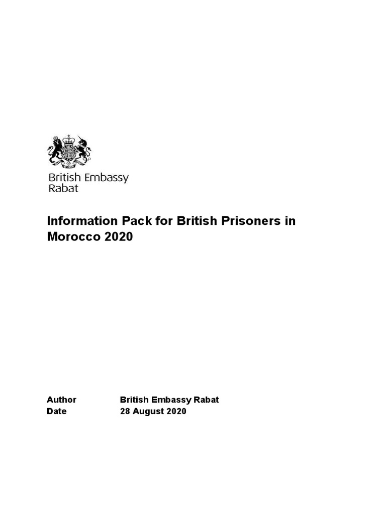 Information Pack For British Prisoners in Morocco 2020: Author Date ...