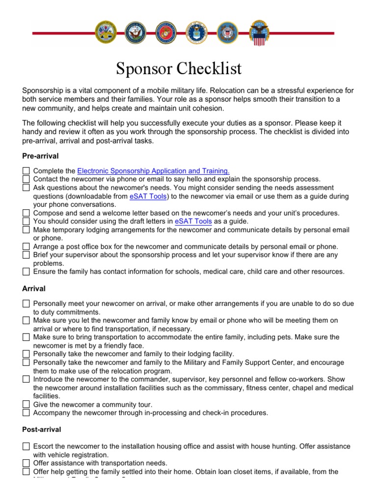 Sponsor Checklist 2020 | PDF