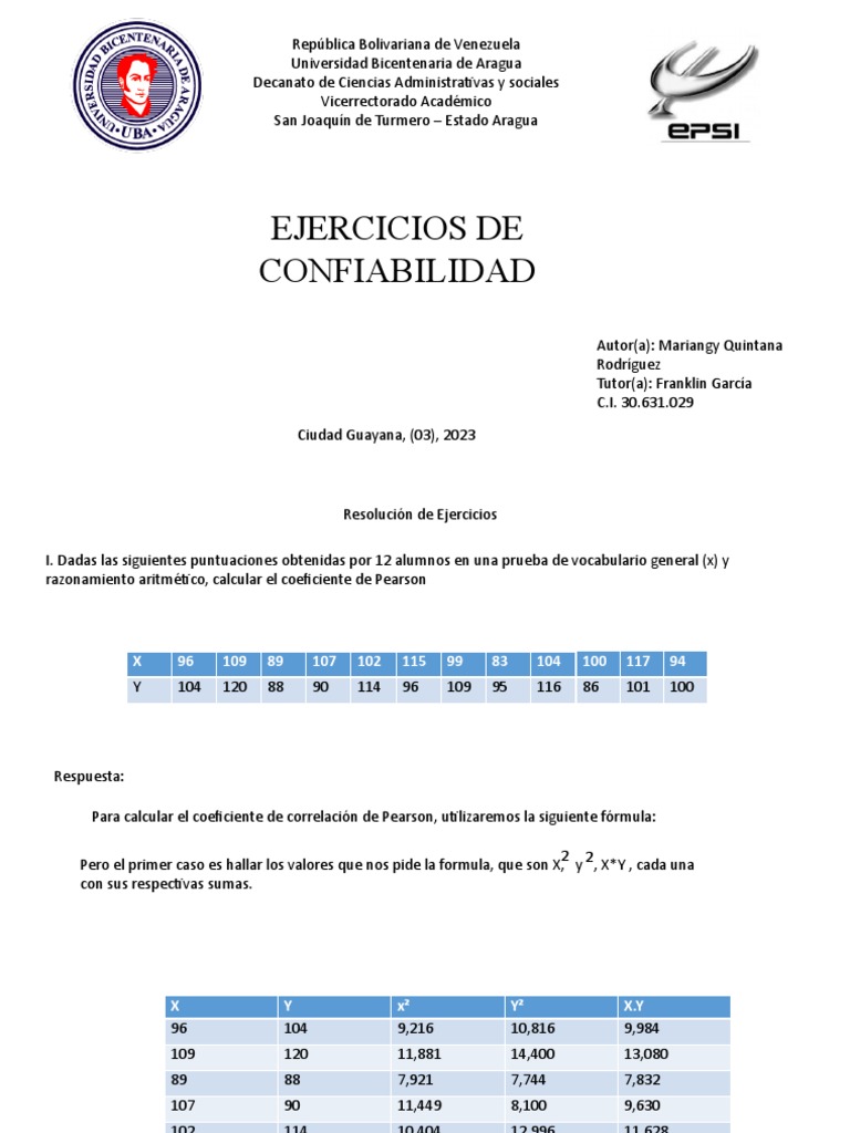 Ejercicios de Confiabilidad | PDF | Alfa de Cronbach | Métodos de búsqueda