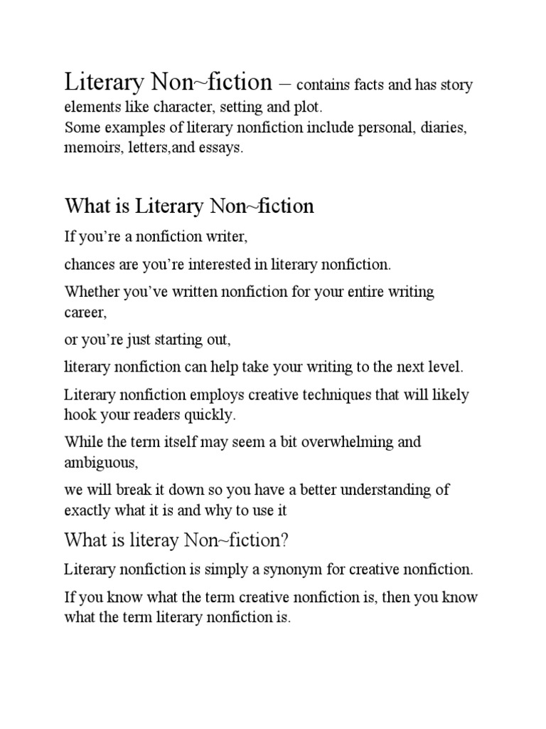 What Is Literary Non Fiction | PDF | Creative Nonfiction | Essays