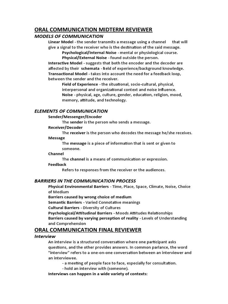 Oral Comm | PDF | Communication | Cognition
