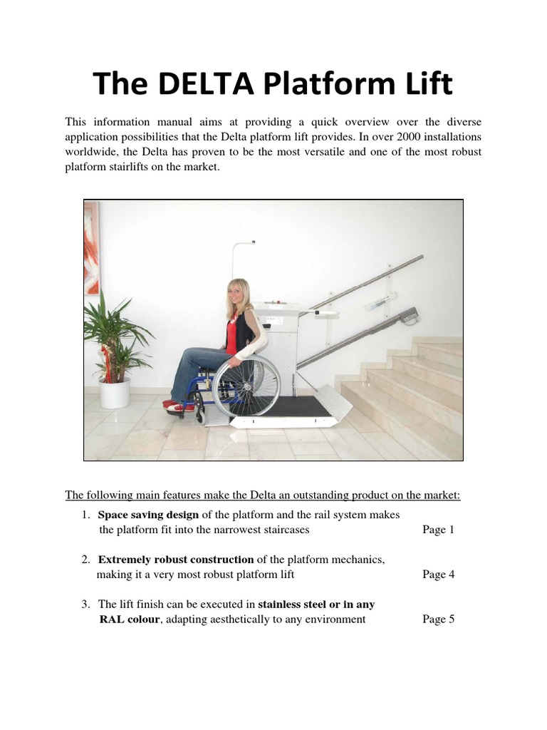 The Delta Platform Lift | PDF | Elevator | Stairs