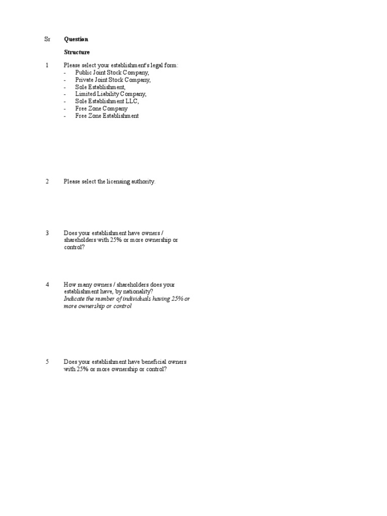Excel Template For Annual AML CFT Risk Assessment Questionnaire 2021 ...