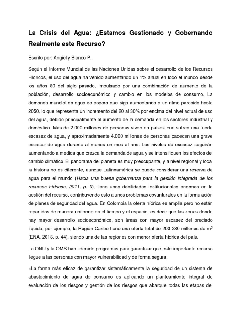 Ensayo | PDF | Agua | Escasez de agua