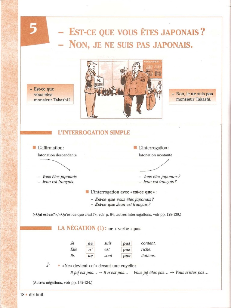 CPF - 5. L'Interrogation Simple - La Négation (1) ('Ne' + Verbe + 'Pas') | PDF