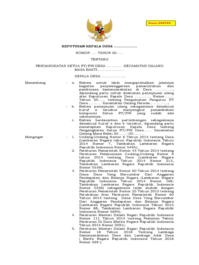 SK Pengangkatan RT | PDF