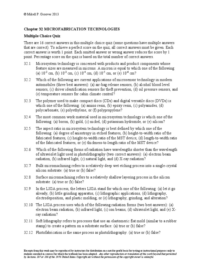 Chapter 32 of Mikell P Groover: Principles of Modern Manufacturing, 5th ... Chapter 32 of Mikell P Groover: Principles of Modern Manufacturing, 5th ...