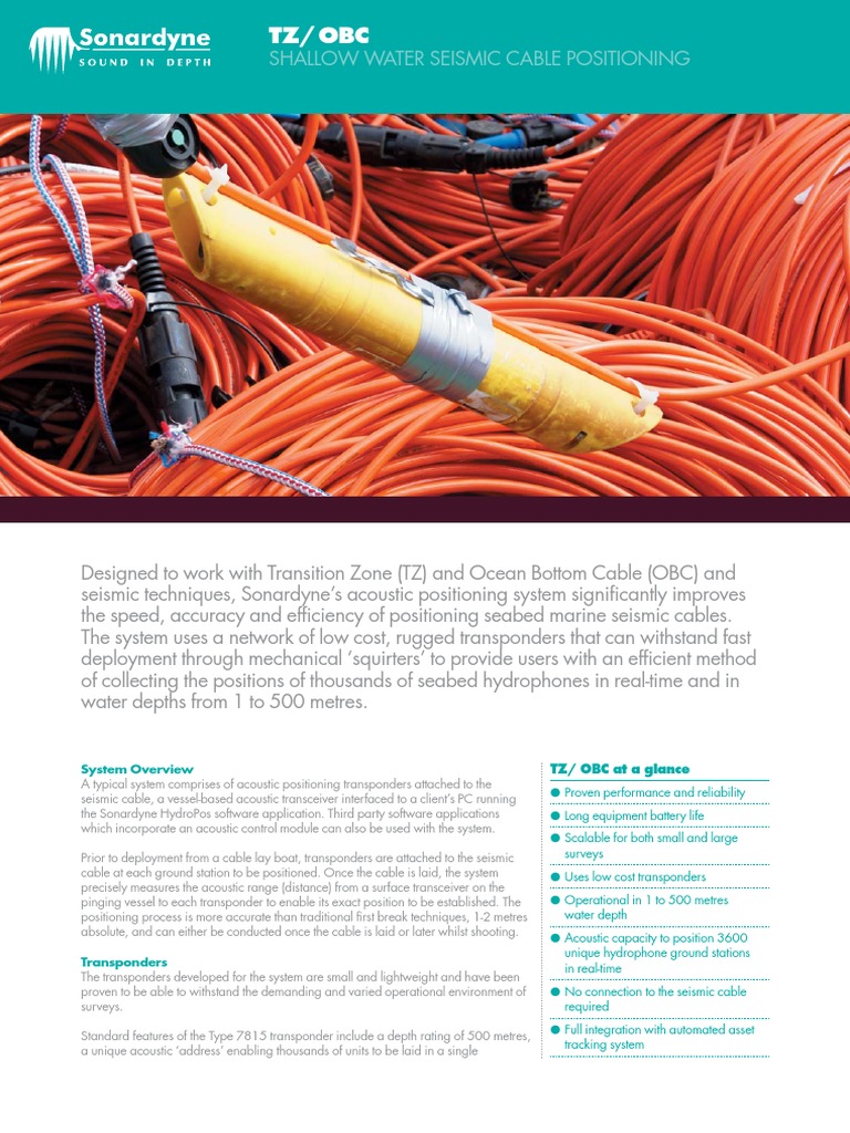 Sonardyne TZ Obc Brochure | PDF | Radio Frequency Identification ...