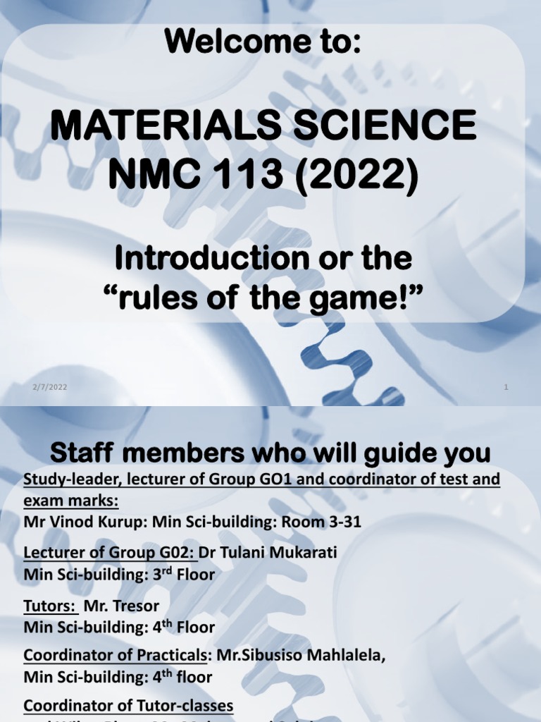 Welcome To:: Materials Science NMC 113 (2022) | PDF | Exponential ...