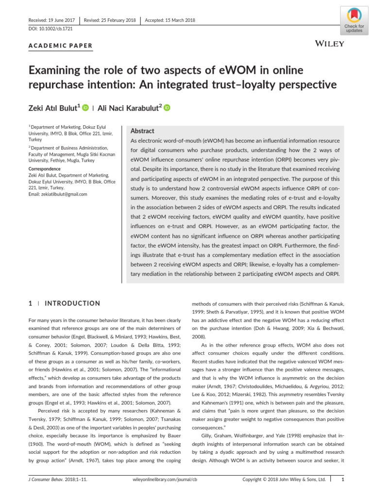 Examining The Role of Two Aspects of eWOM in Online Repurchase ...