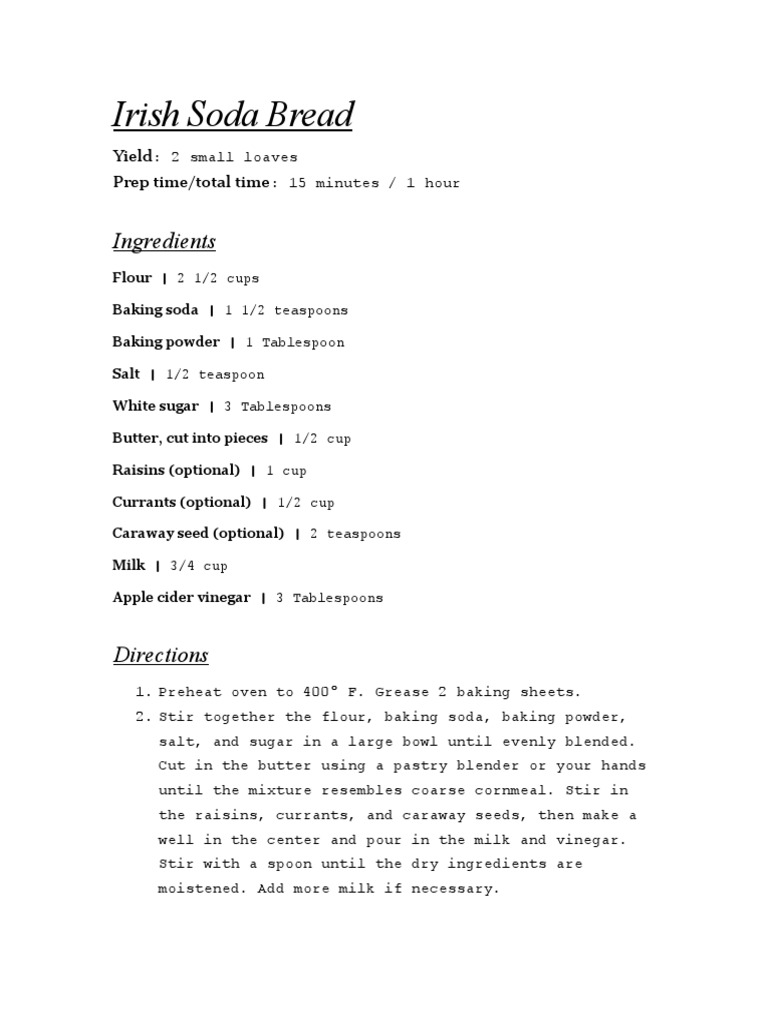 Easy Irish Soda Bread Recipe | PDF