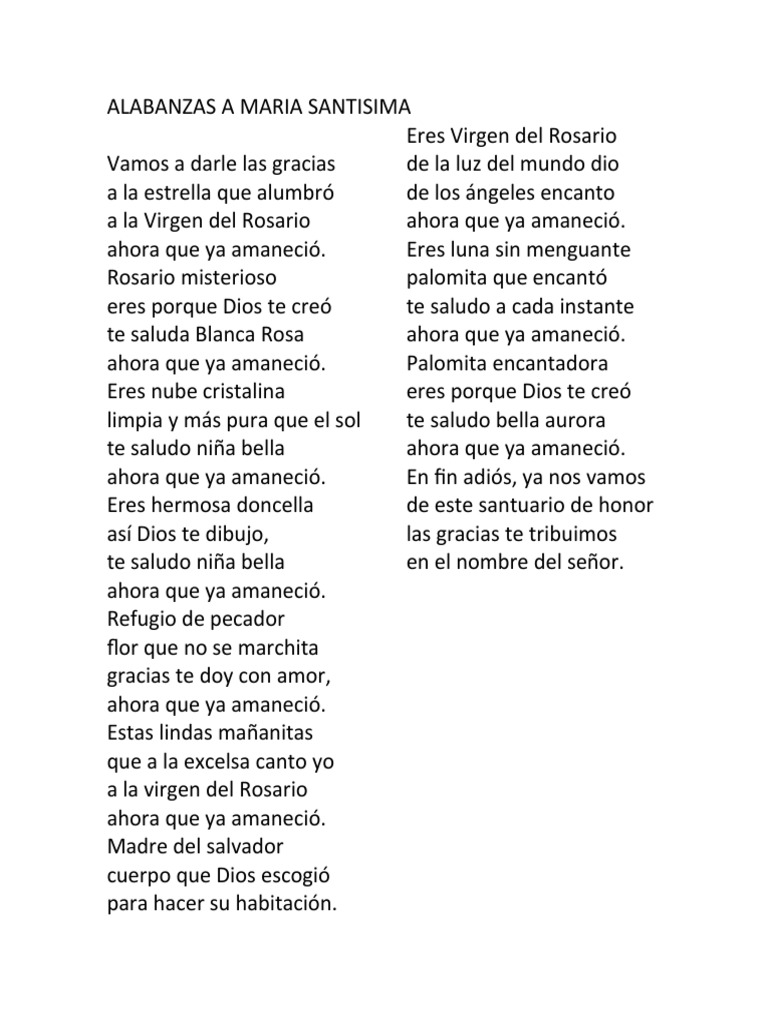 Alabanzas A Maria Santisima | PDF | María, madre de Jesús
