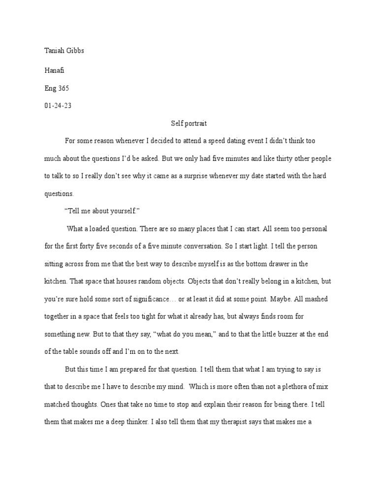 Self Portrait-Taniah Gibbs | PDF | Self-Improvement | Poetry