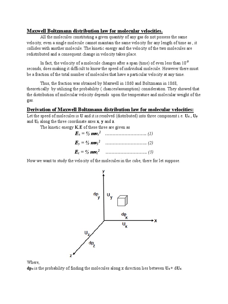 Maxwell Boltzmann Distribution Law For Molecular Velocities | PDF | Sphere | Gases