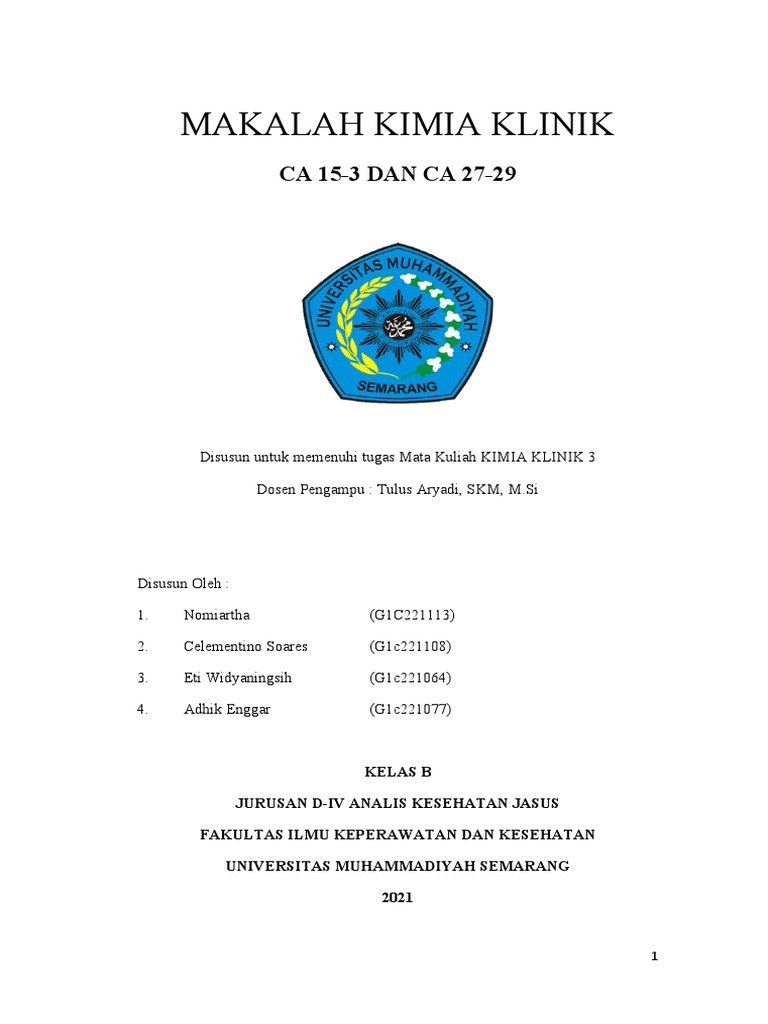 MAKALAH KIMIA KLINIK Unimus Fiks | PDF