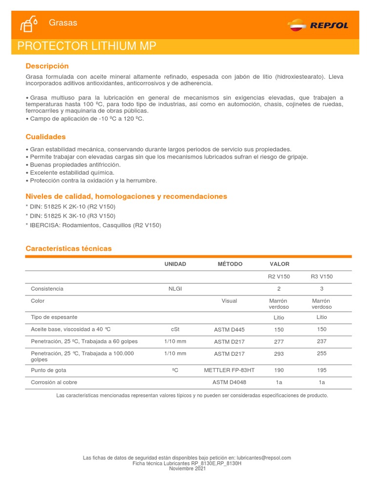 Protector Lithium MP | PDF | Química | Materiales