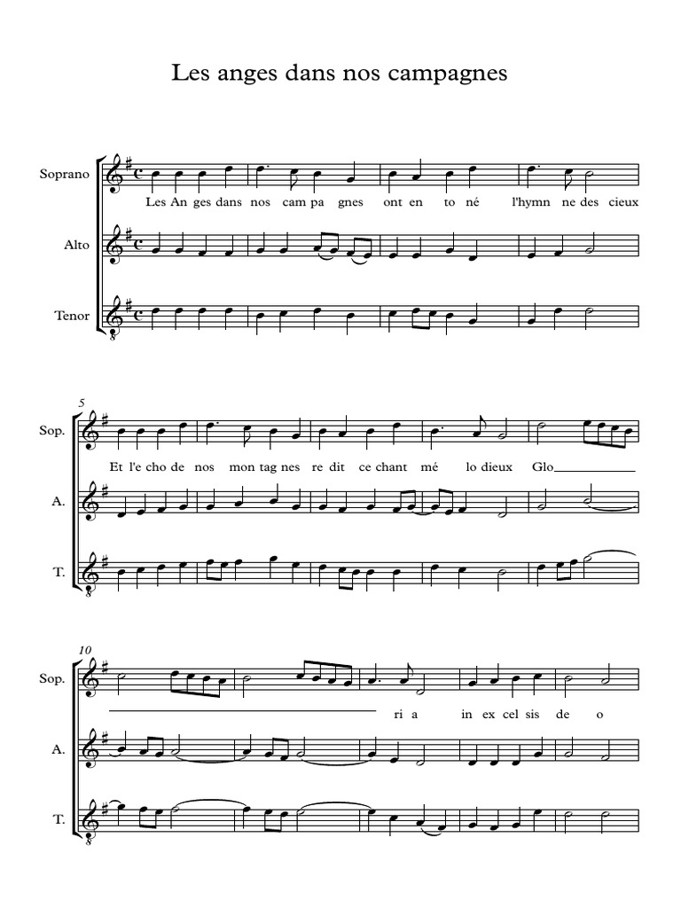 Les Anges Dans Nos Campagnes - Partitura Completa | PDF