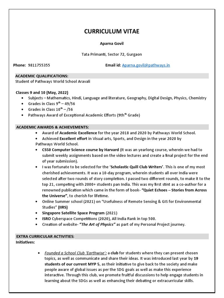 Aparna CV | PDF | Cognition