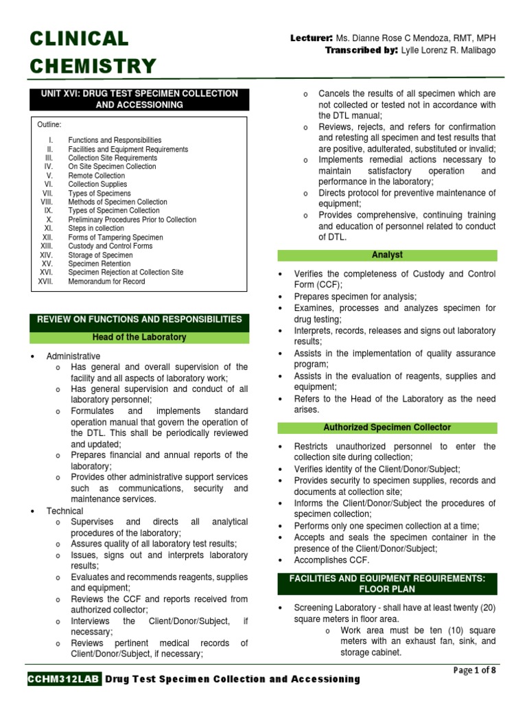 Drug Test Specimen Collection and Accessioning | PDF | Drug Test ...