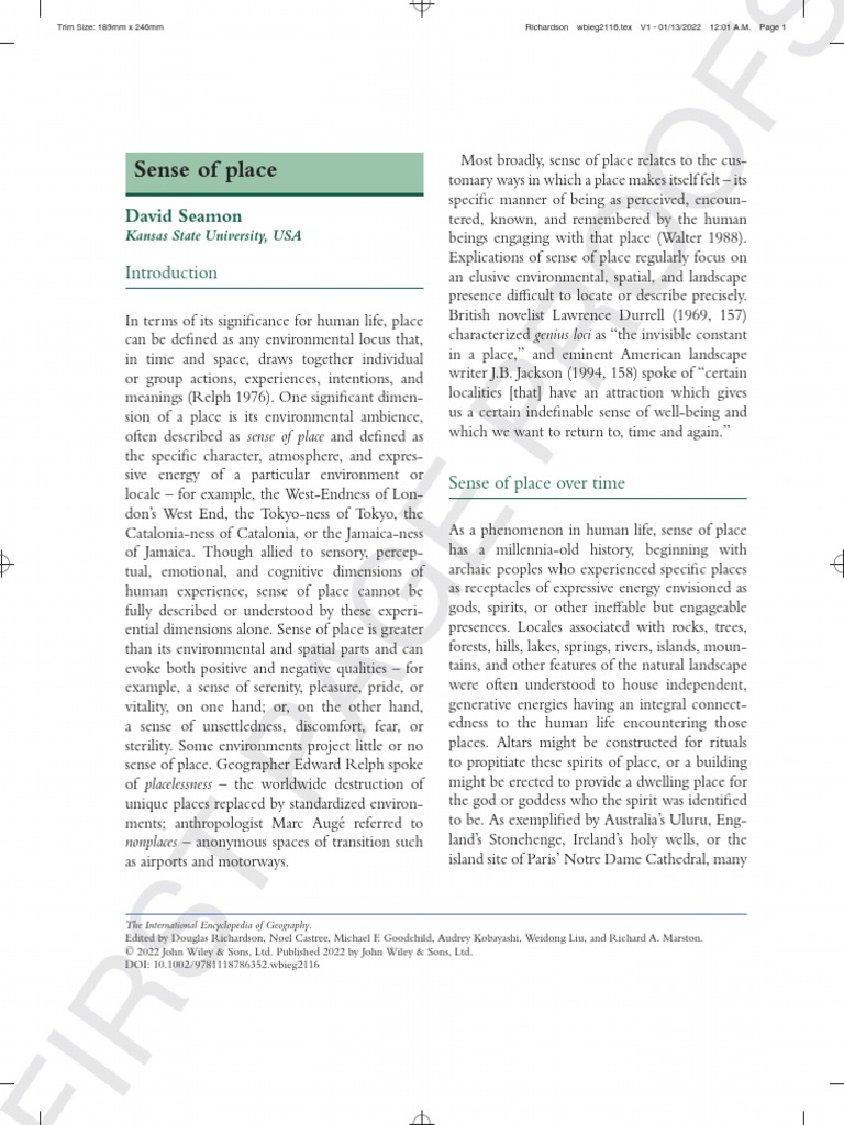 Sense of Place Encyclopedia Entry 2022 | PDF | Landscape | Senses