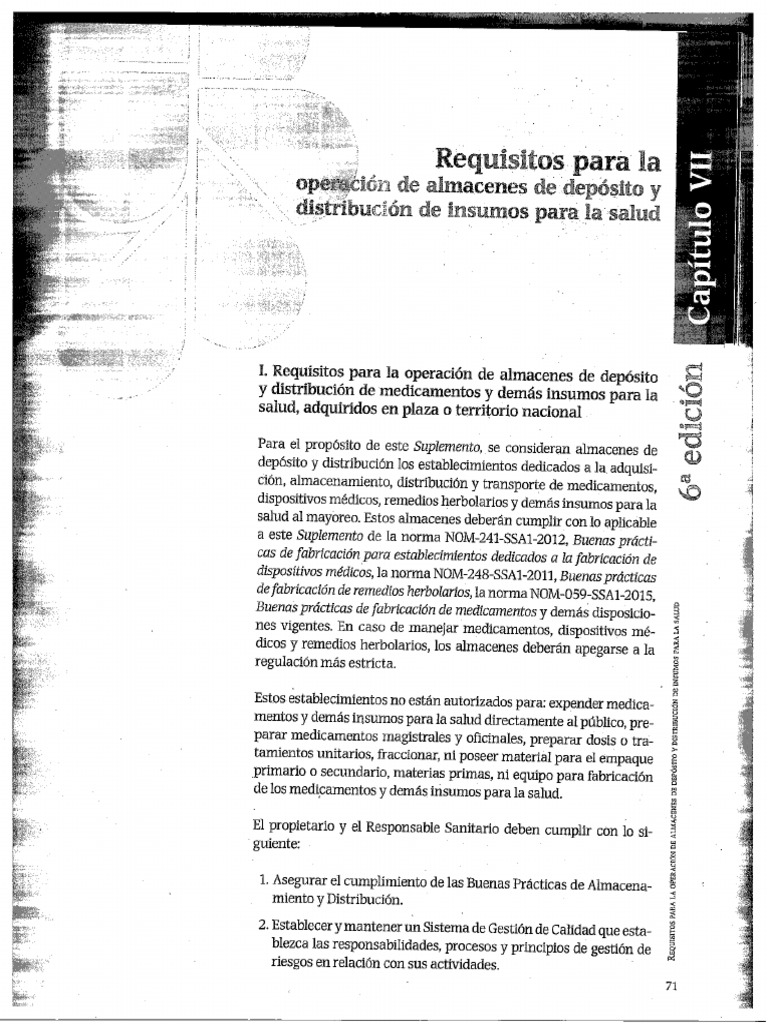 FARMACOPEA Capitulo VII - Requisitos para La Operación de Almacenes de ... FARMACOPEA Capitulo VII - Requisitos para La Operación de Almacenes de ...