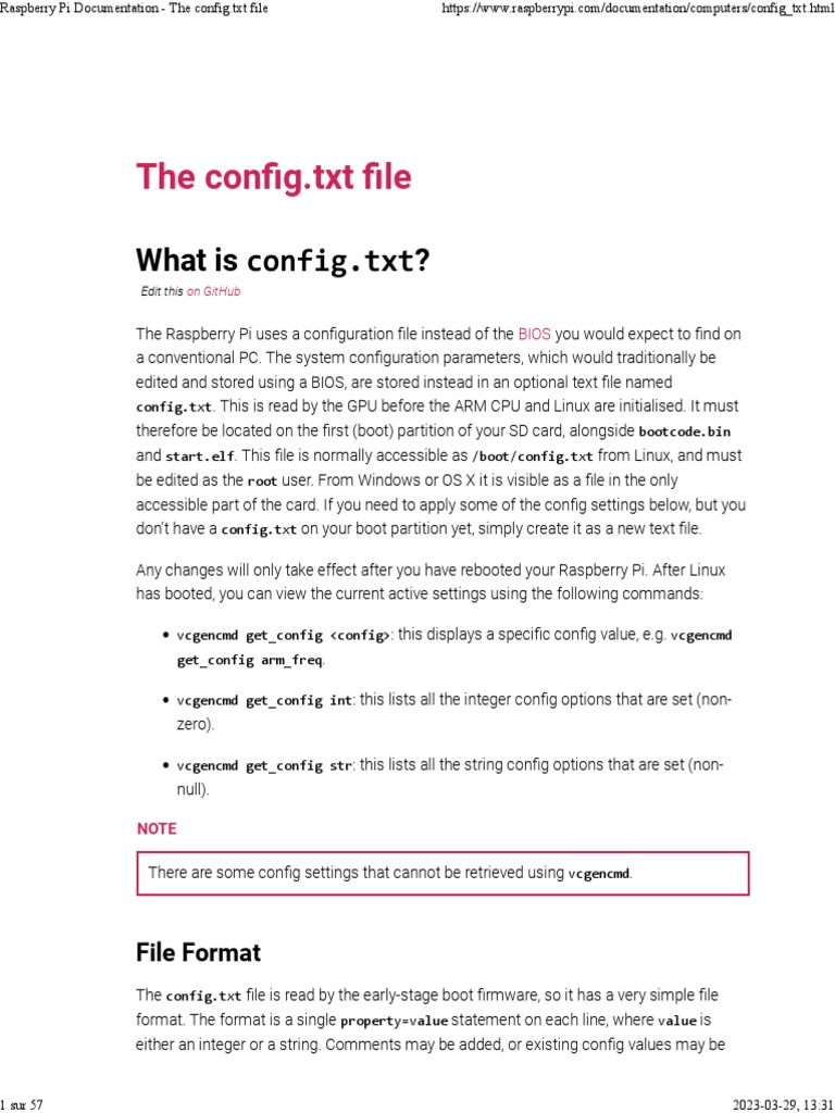 Raspberry Pi Documentation - The Config | PDF | Raspberry Pi | Booting
