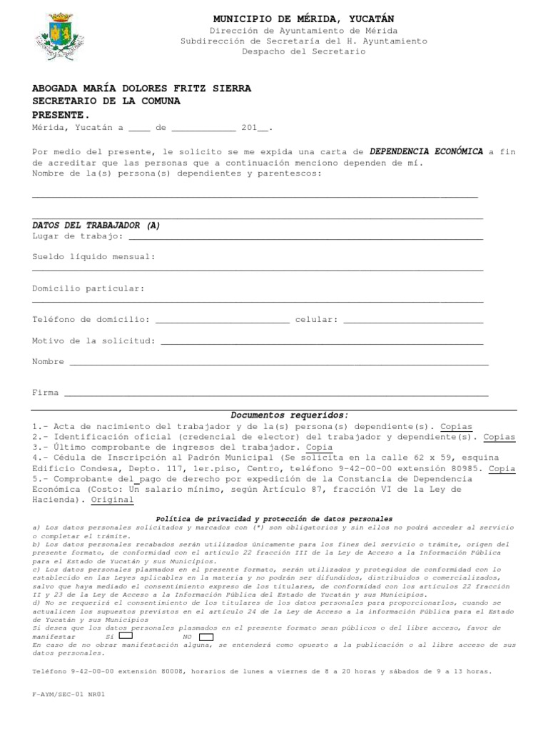 Solicitud de Constancia de Dependencia Económica | PDF | Gobierno
