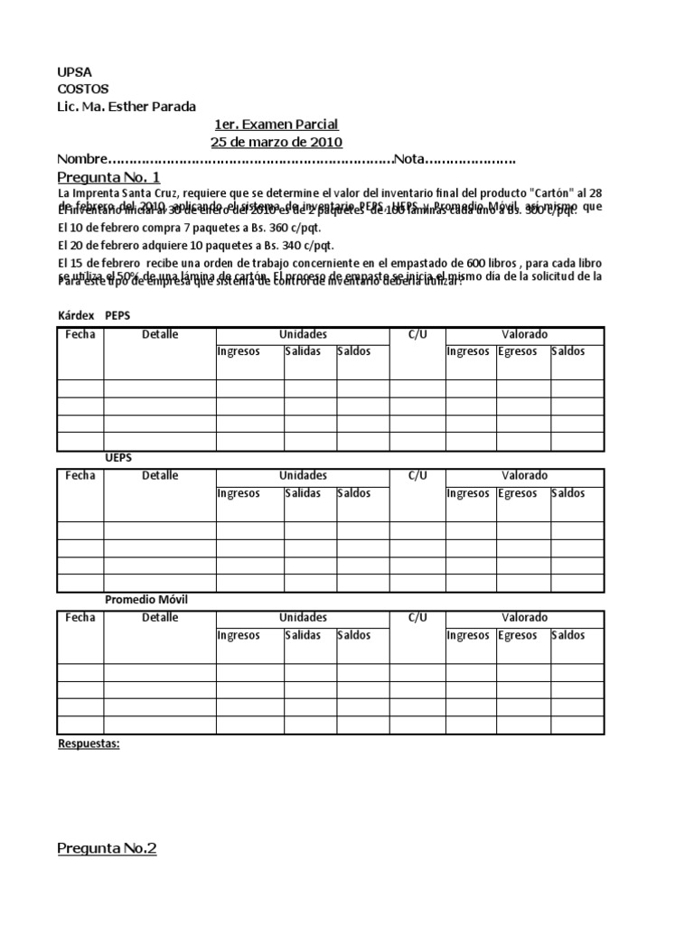PR Ctico No. 10 | PDF | Inventario