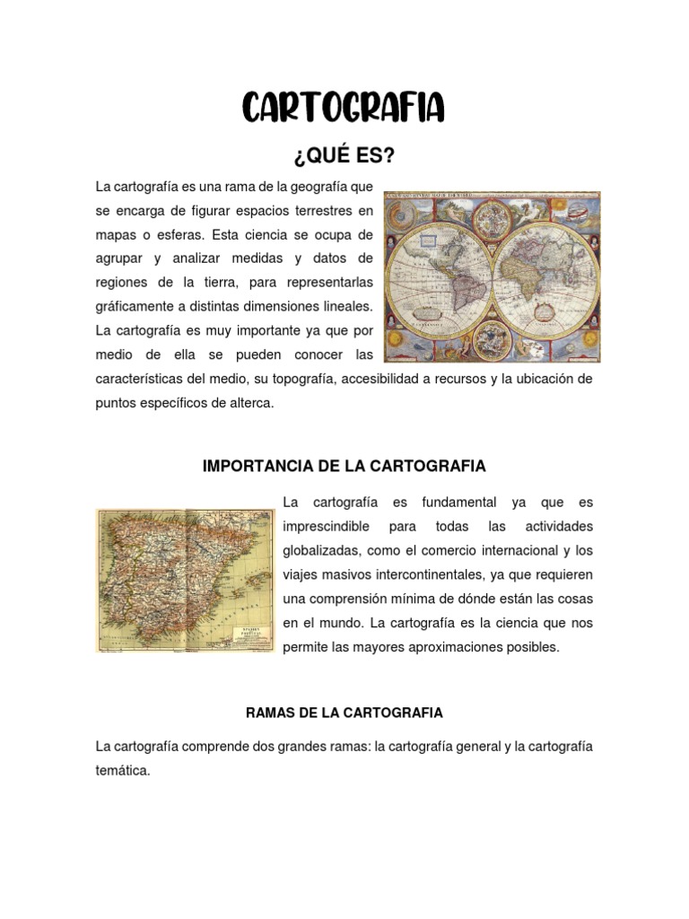 Importancia y Ramas de la Cartografía | PDF | Cartografía | Mapa