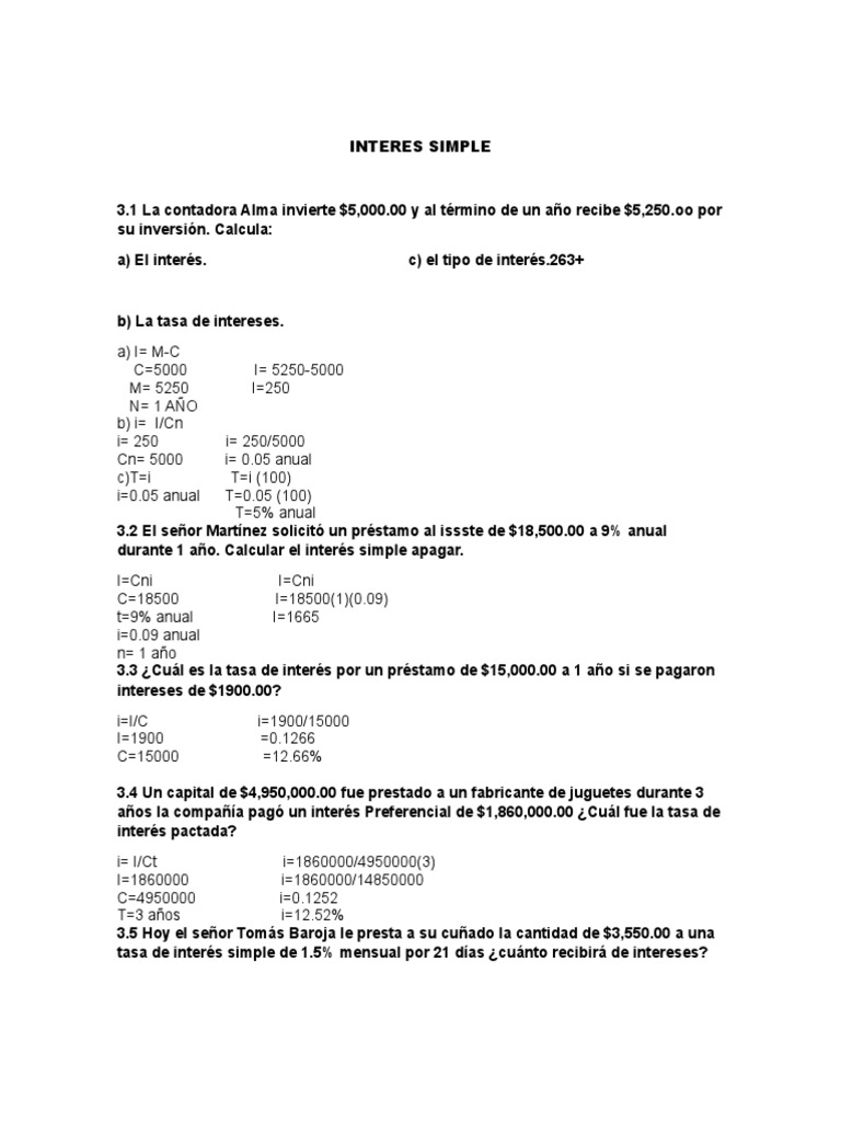 Cálculo de Intereses Simples | PDF | Servicios financieros | Deuda
