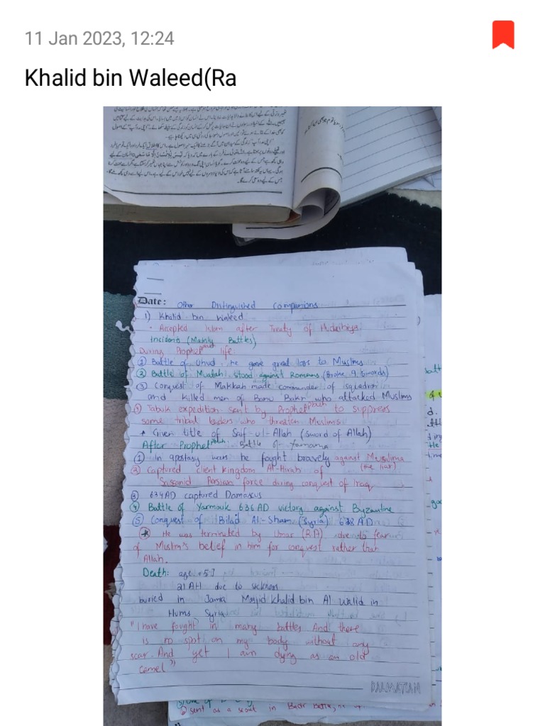 Khalid Bin Waleed (RA) o Level Notes | PDF