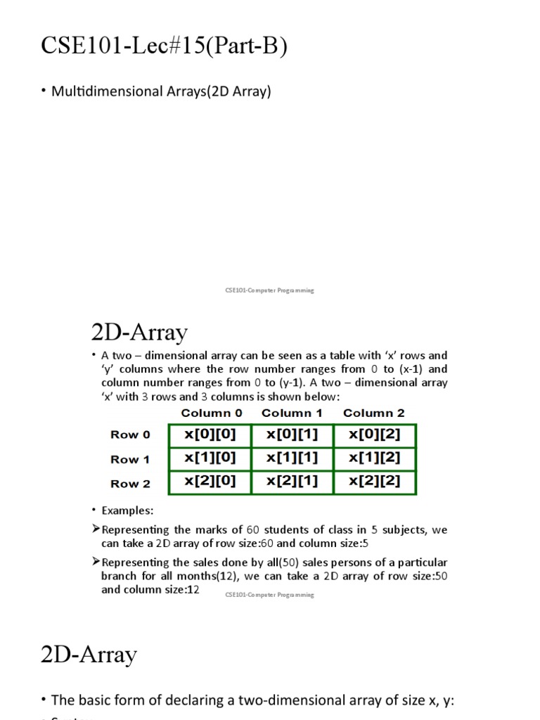 Cse101 Lec 15 Part B Pdf Matrix Mathematics Software Engineering