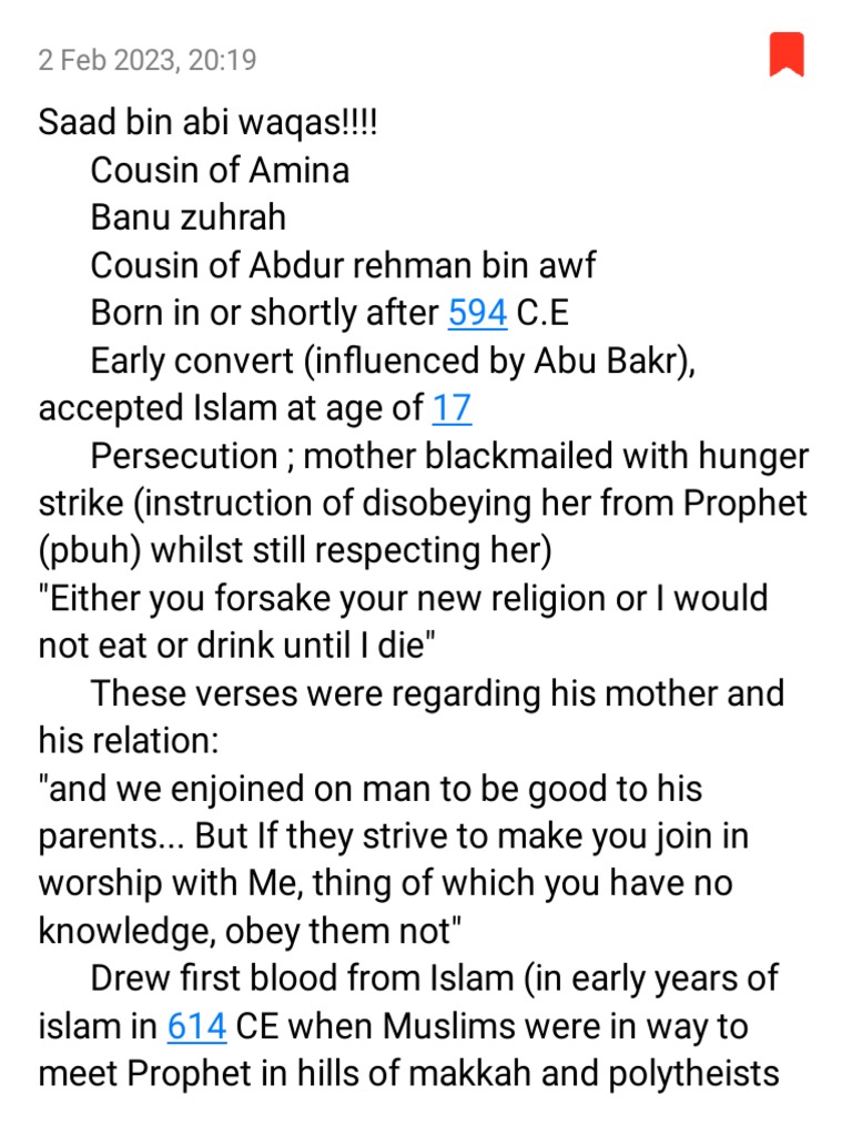 Saad Bin Abi Waqas (Ra) o Level | PDF | Religion & Spirituality