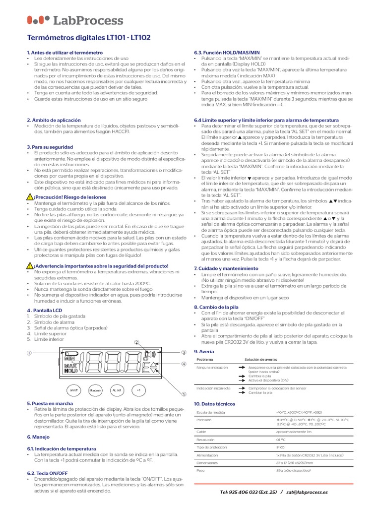 Manual - Termometro Lt101-Lt102 - Esp - 2016 | PDF | Temperatura | Química Física