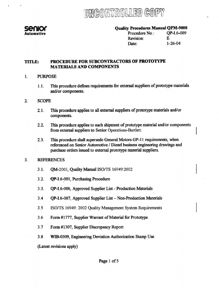 QP-I.6-009 Rev E | PDF