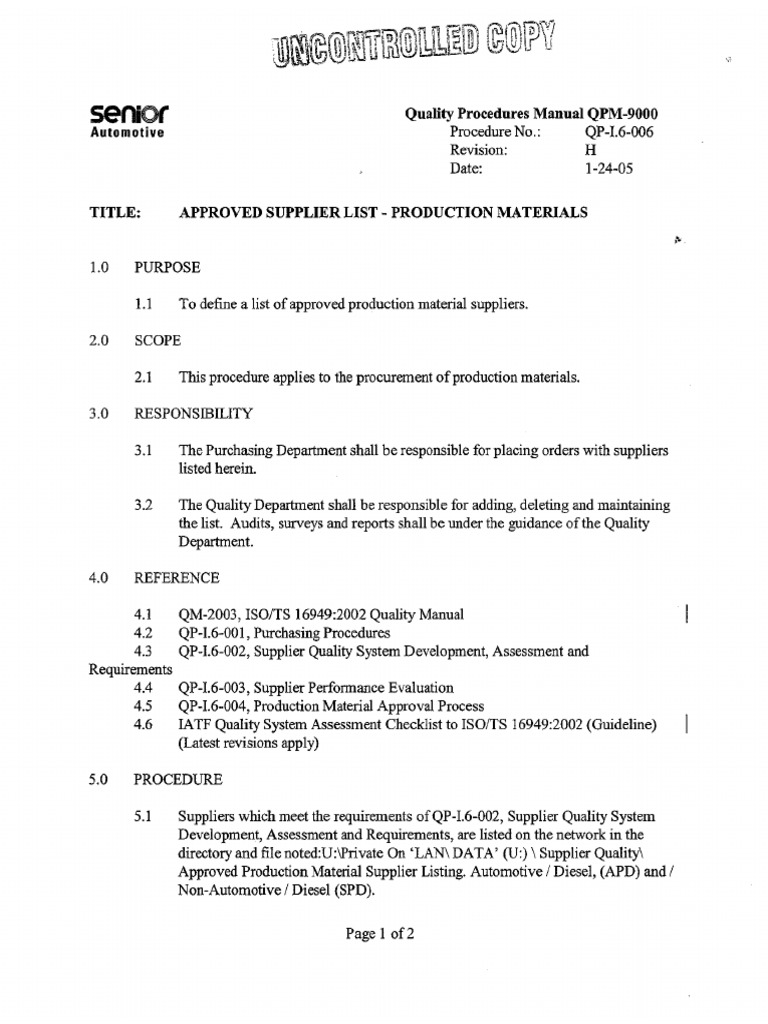 QP-I.6-006 Rev H | PDF