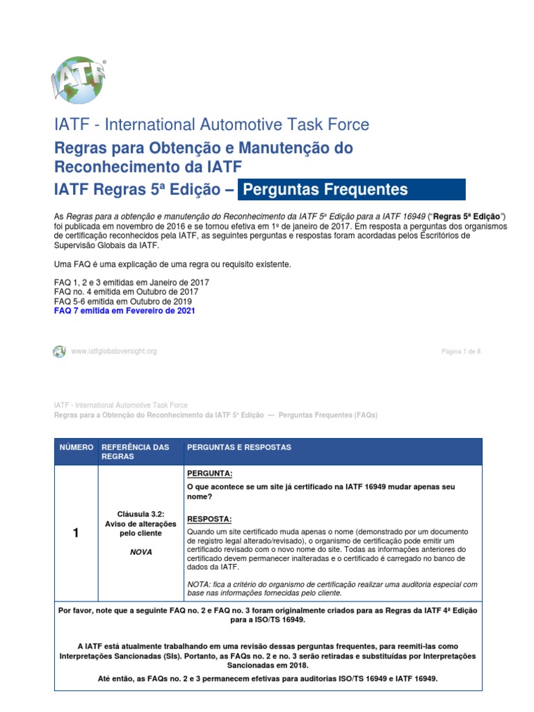 FAQ sobre Certificação IATF 16949 | PDF