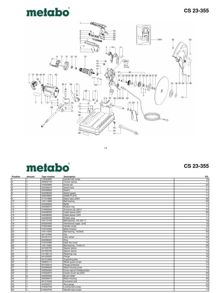 Despiece Tronzadora Metabo 84 | PDF | Electrical Connector | Equipment