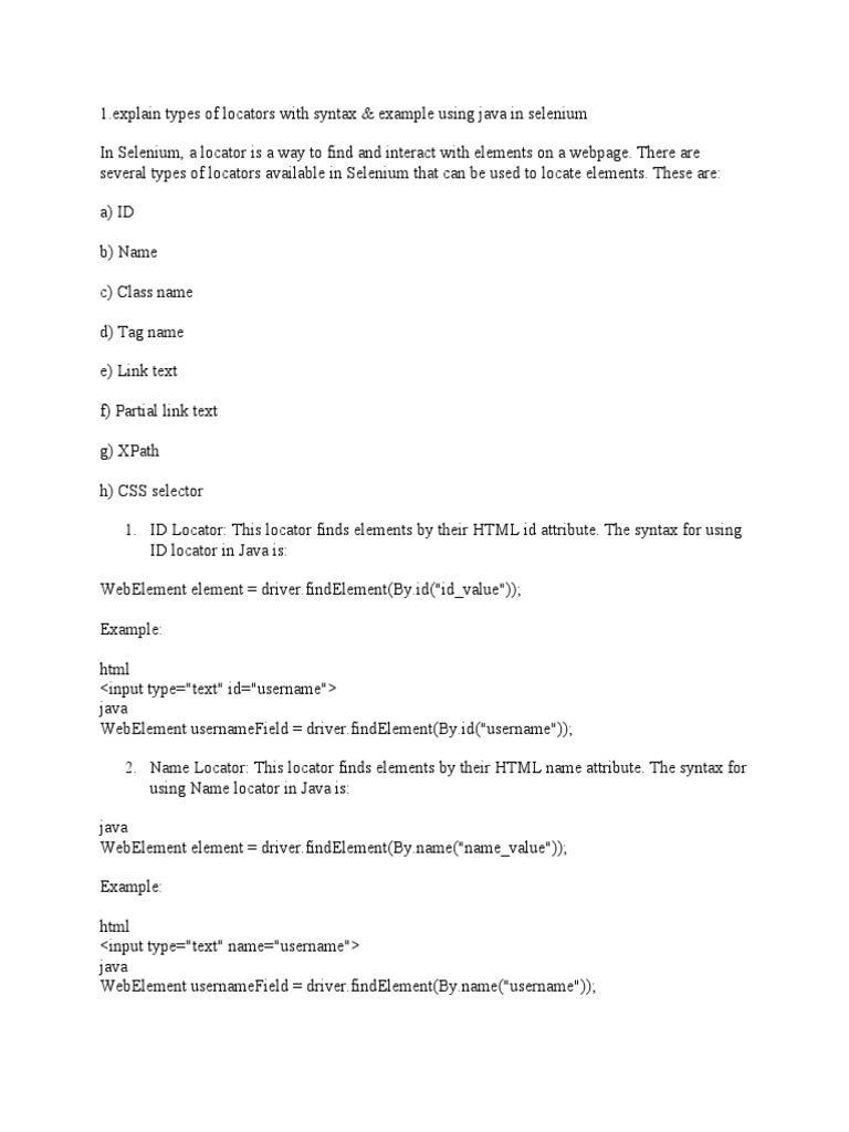 Selenium Interview Questions And New Notes Pdf Selenium Software Computing