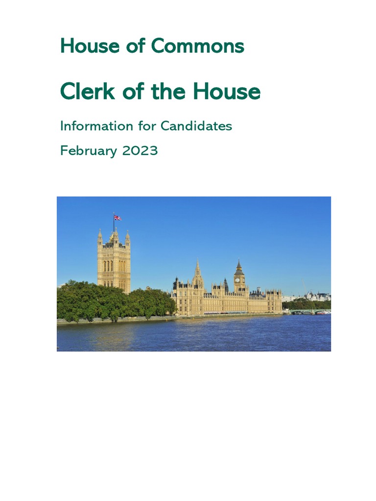 Clerk of The House Candidate Pack 2023 | PDF | House Of Commons Of The United Kingdom | United ...