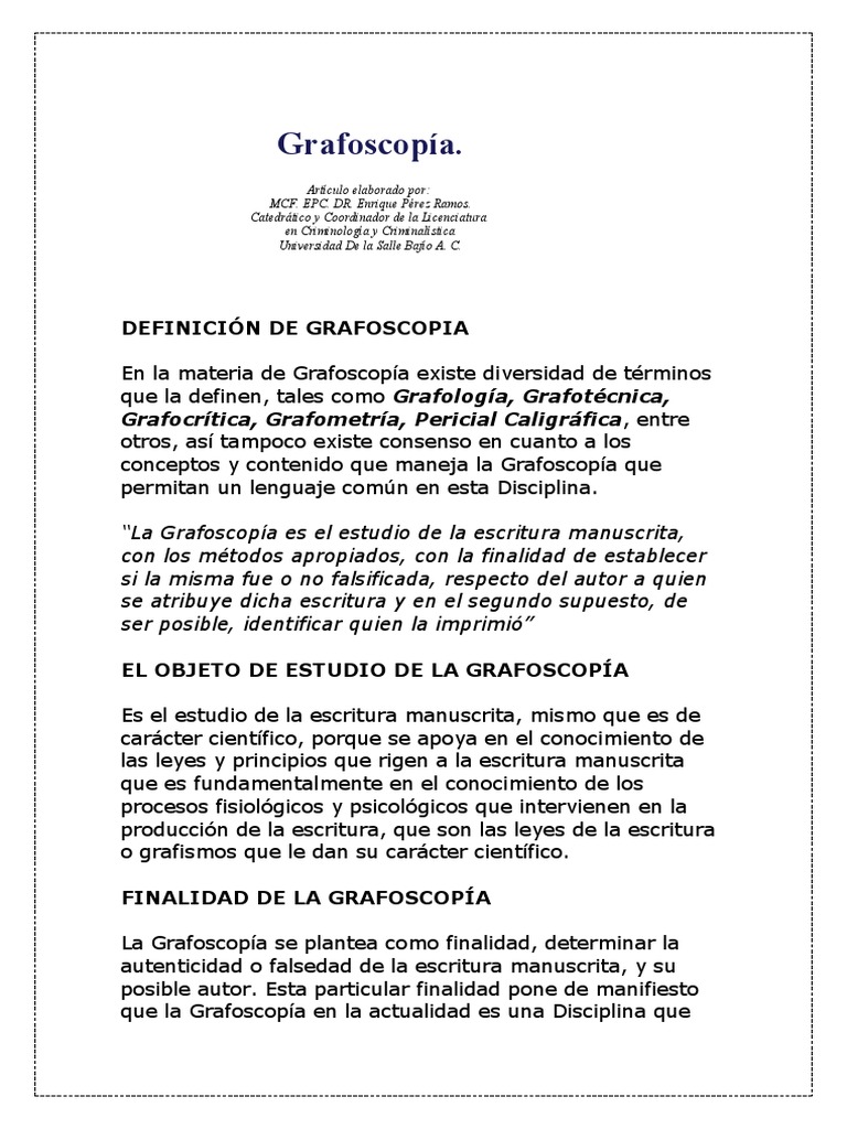 Introducción a la Grafoscopía y su Estudio | PDF | Escritura | Palabra